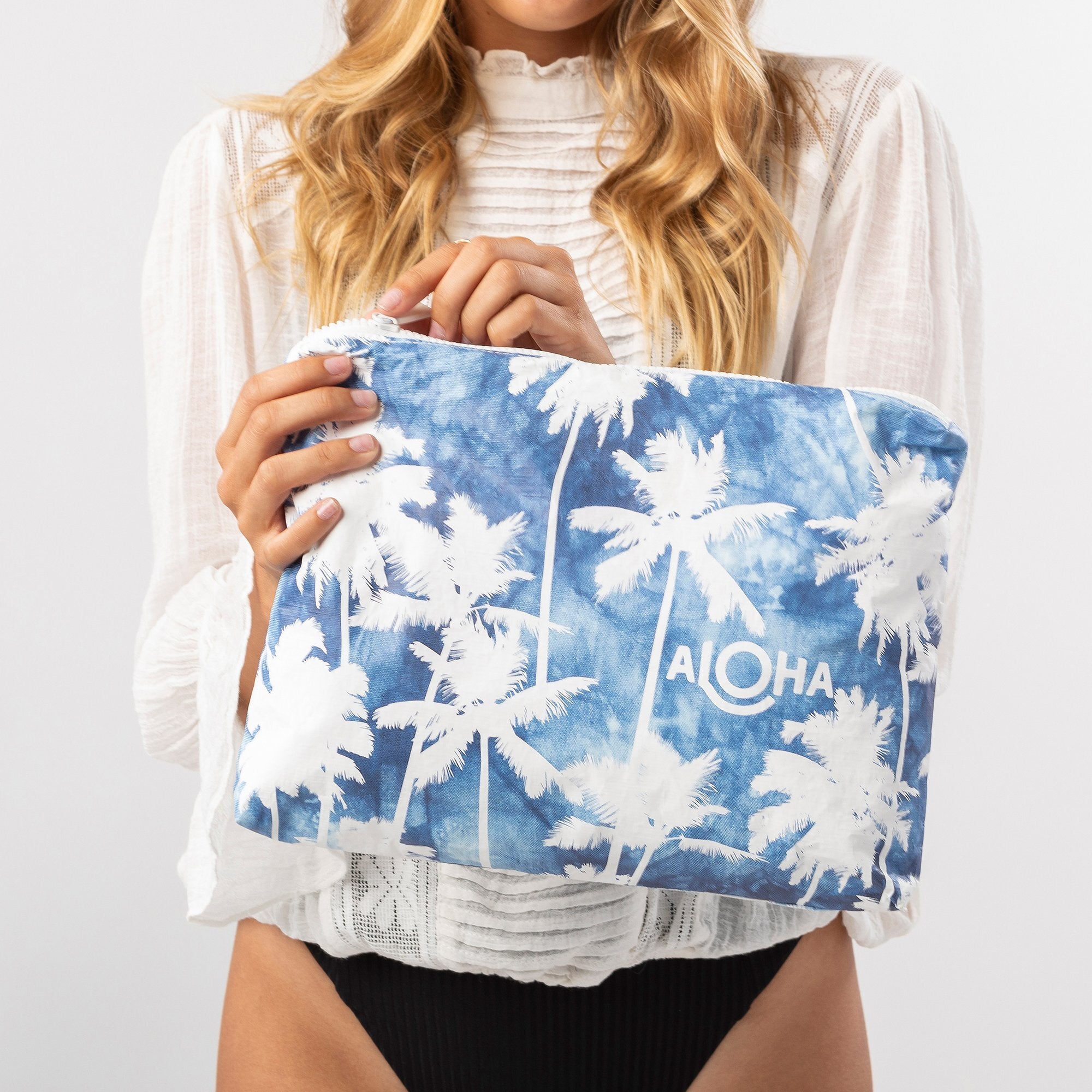 ALOHA Collection Coco Palms Indigo Mid Pouch | Olivia Clare Boutique