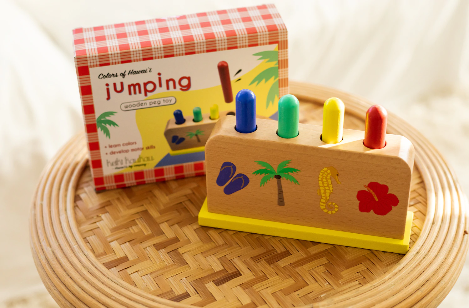 Keiki Kaukau Jumping Wooden Peg Toy | Olivia Clare Boutique