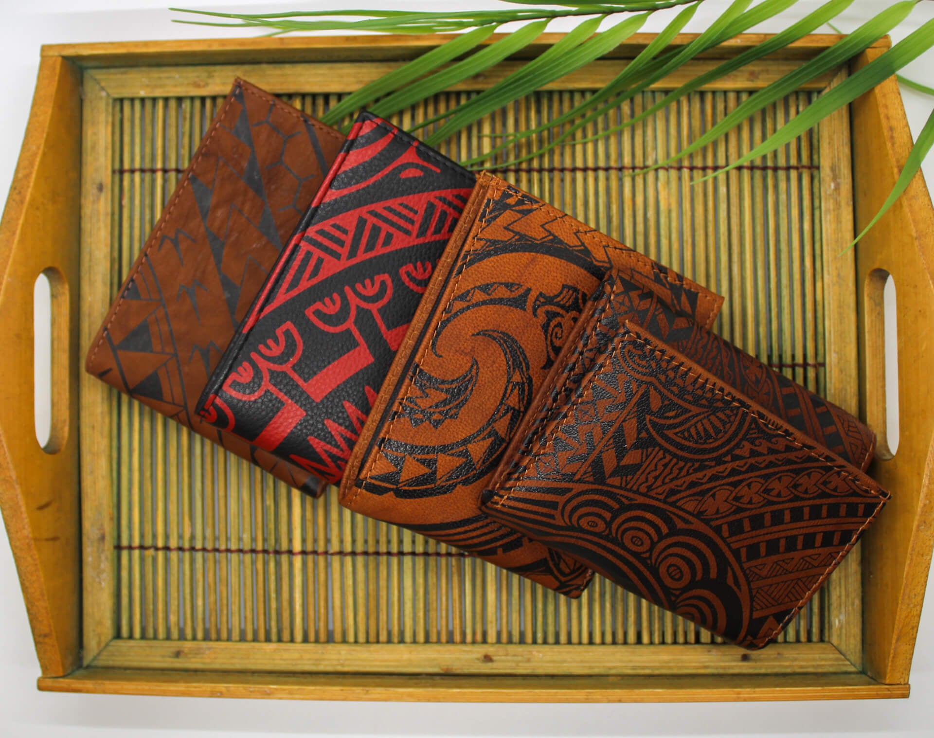 Polynesian Art Slim Bi Fold Leather Kaulua Wallet | Olivia Clare Boutique